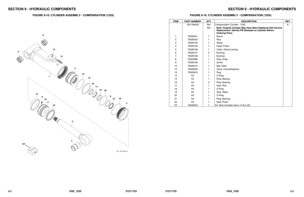 JLG Telehandlers 1055 1255 Parts Manual 31211753 2022 PVC 2111
