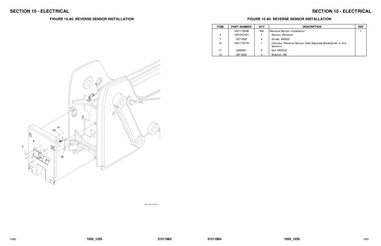 JLG Telehandlers 1055 1255 Parts Manual 31211865 2023 PVC 2205