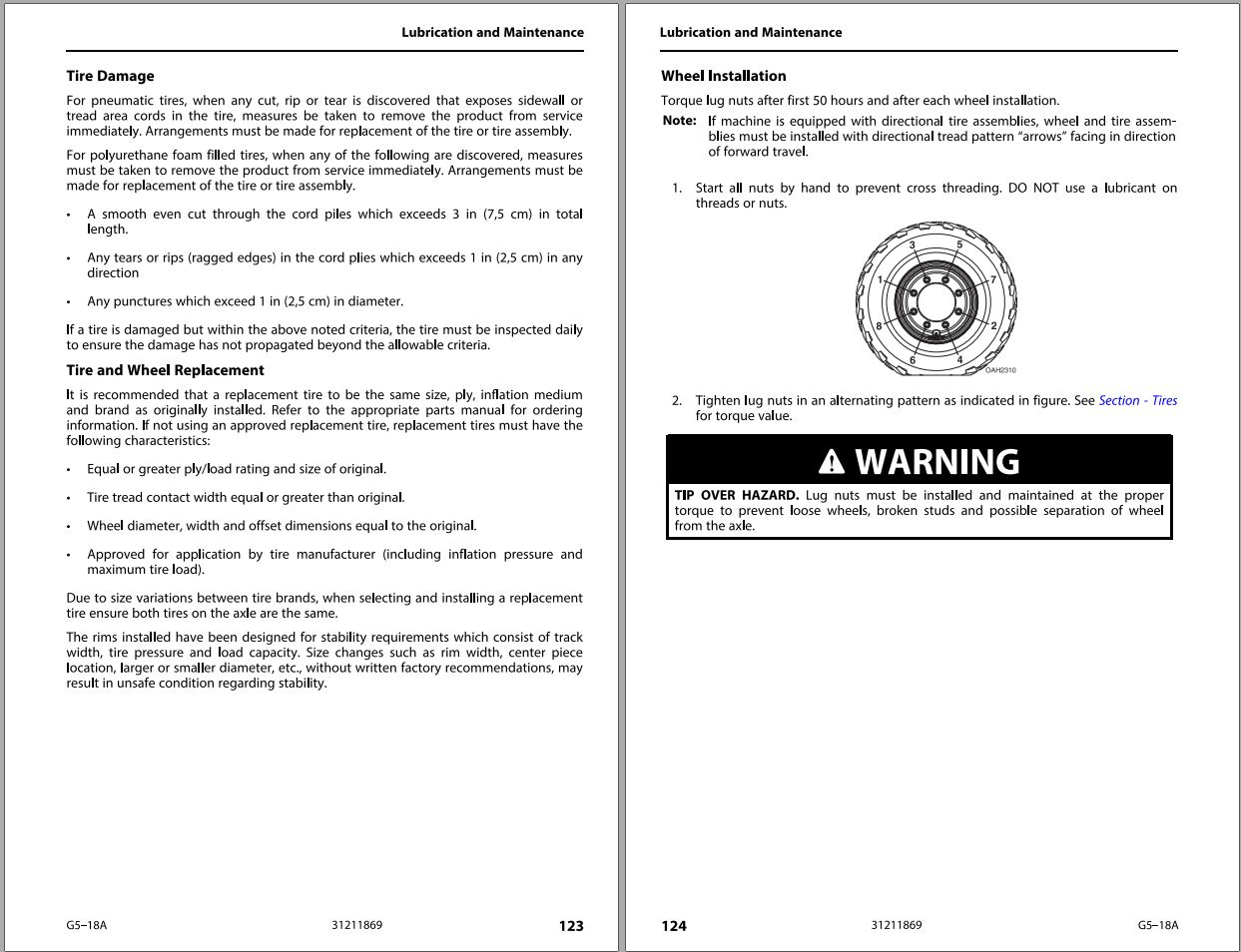JLG Telehandlers G5-18A Operation Safety Manual 31211869 2022 PVC 2205