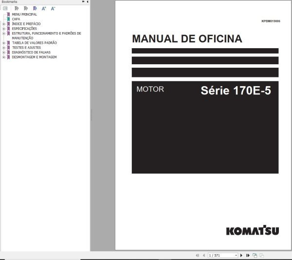 Komatsu Engine 170E-5 Series Shop Manual KPBM019006 PT