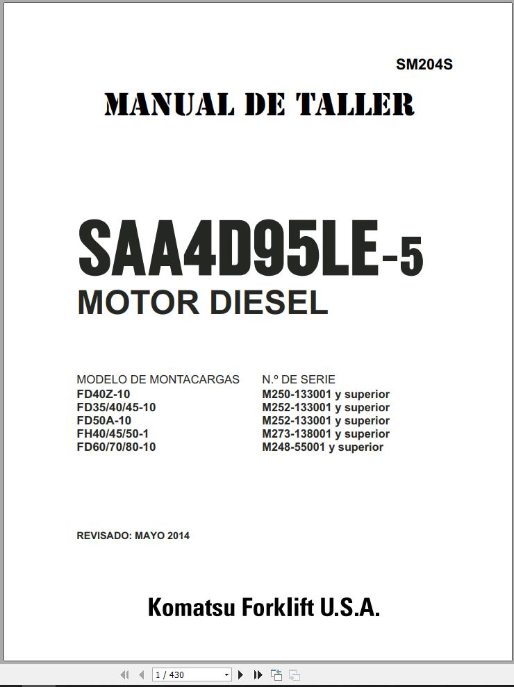 Komatsu Engine SAA4D95LE-5 Shop Manual SM204S ES