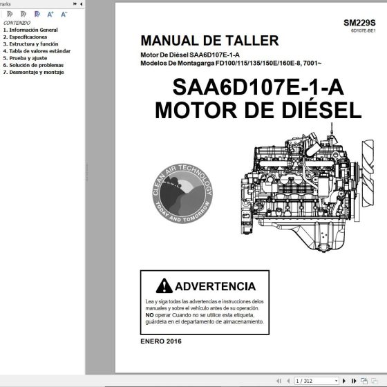 Komatsu Engine SAA4D95LE-5 Shop Manual SM204S ES