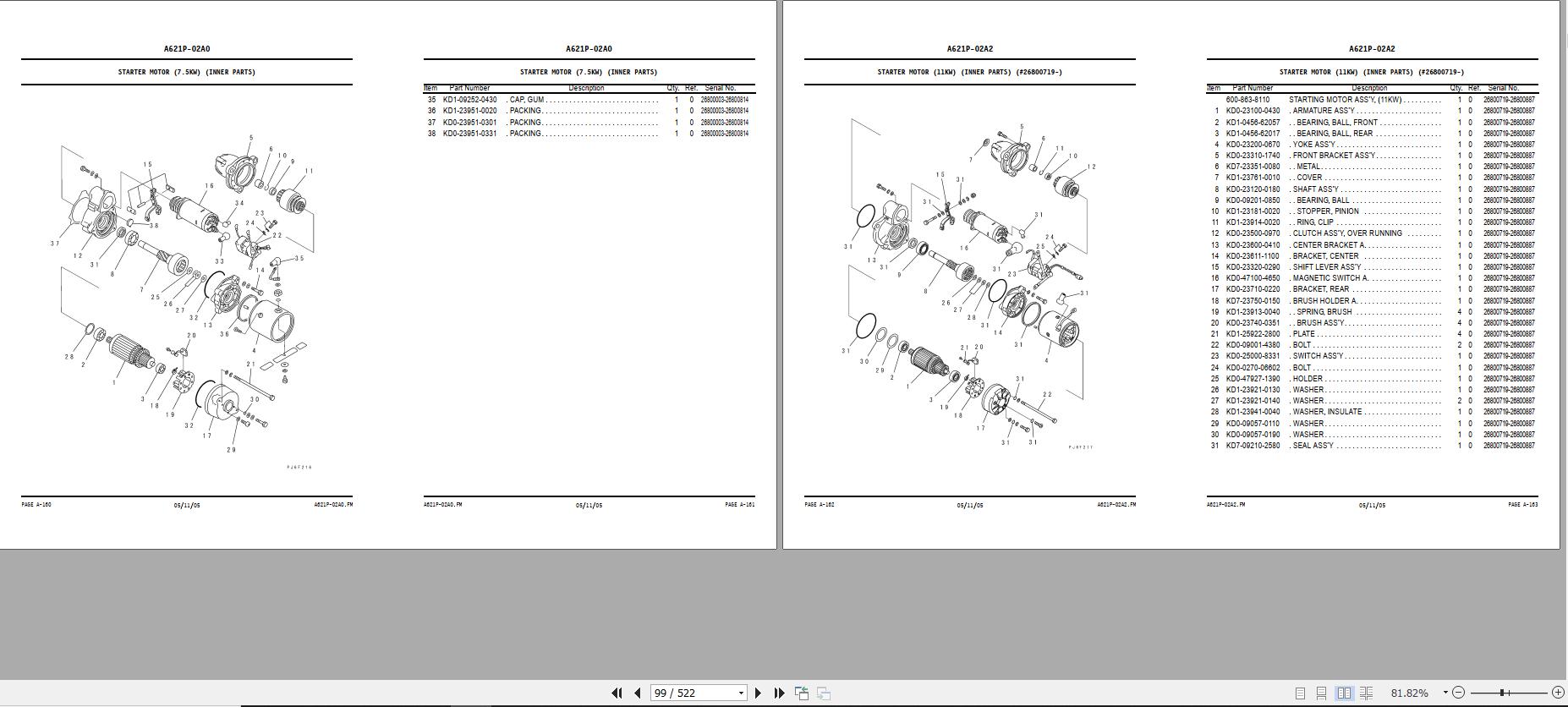 Komatsu Motor Grader GD655-3C Part Book