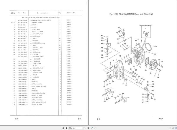 Komatsu Wheel Loader W60 Part Book PEPB03850101