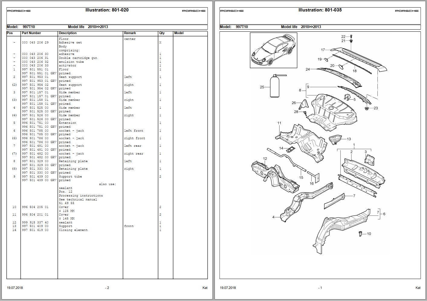 Porsche 911 (997) Turbo Model 2010-2013 Parts Catalog