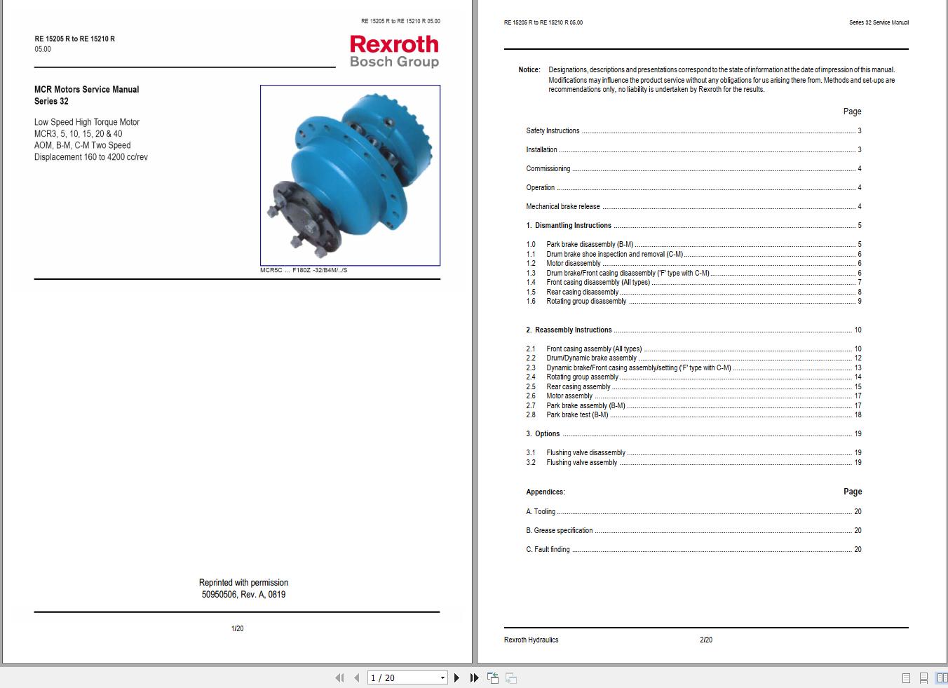 Rexroth MCR Motor Series 32 Repair Manual 50950506