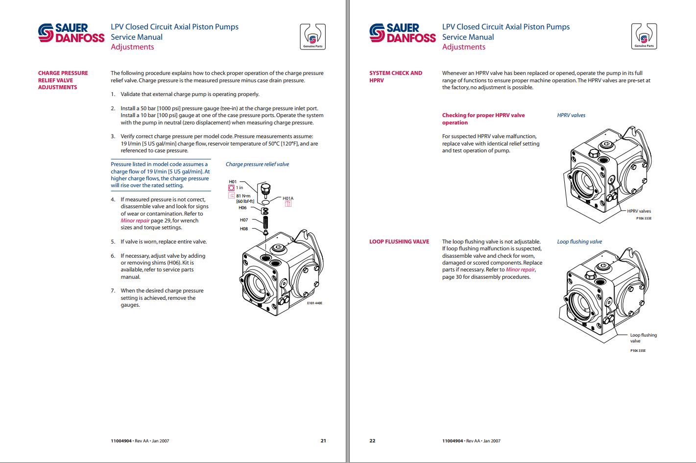 Sauer Danfoss Closed Circuit Axial Piston Pumps LPV Service Manual 917452