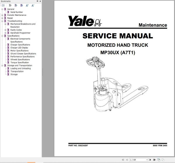 Yale Forklift A7T1 (MP30UX) Service Manual
