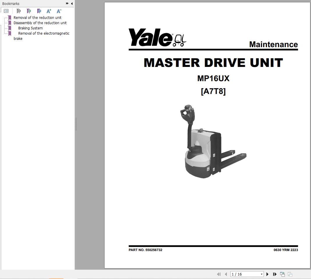 Yale Forklift A7T8 (MP16UX) Service Manual