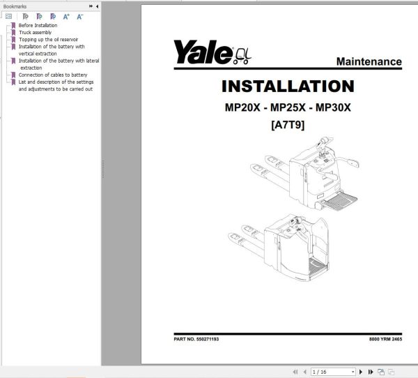 Yale Forklift A7T9 (MP20X-MP25X-MP30X) Service Manual