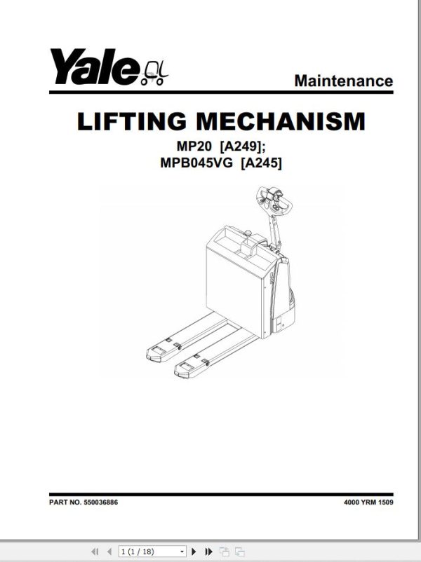 Yale Forklift A249 (MP20) Service Manual