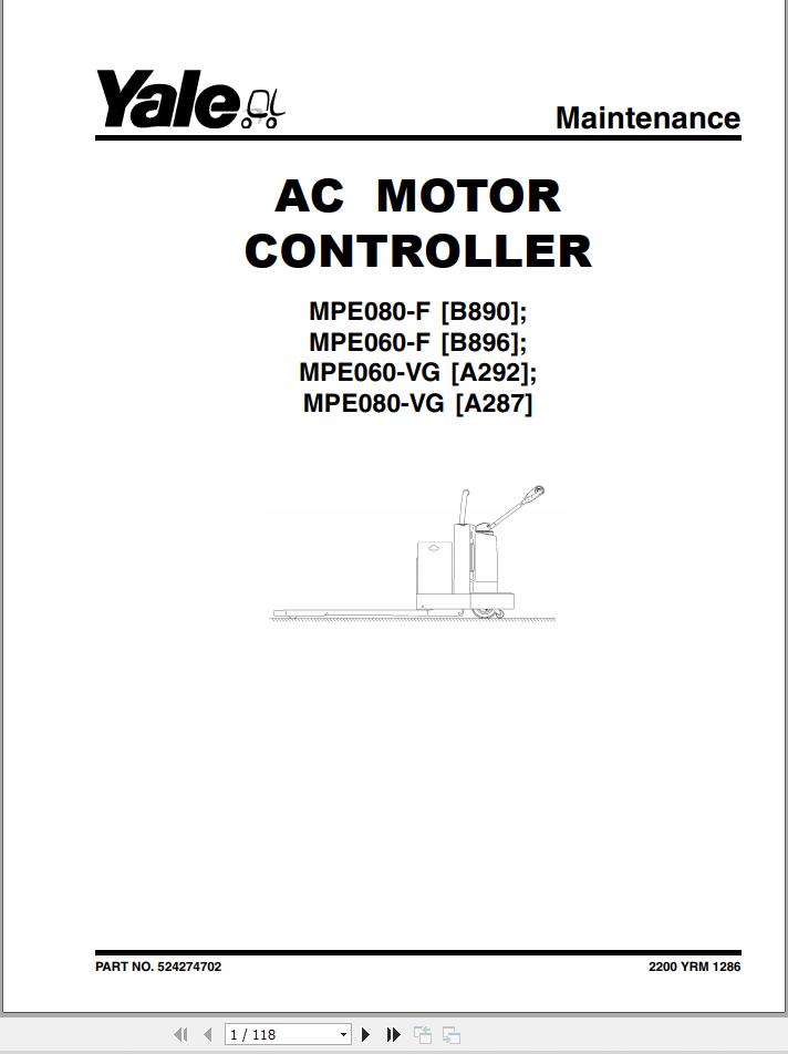 Yale Forklift A287 (MPE080VG) Service Manual