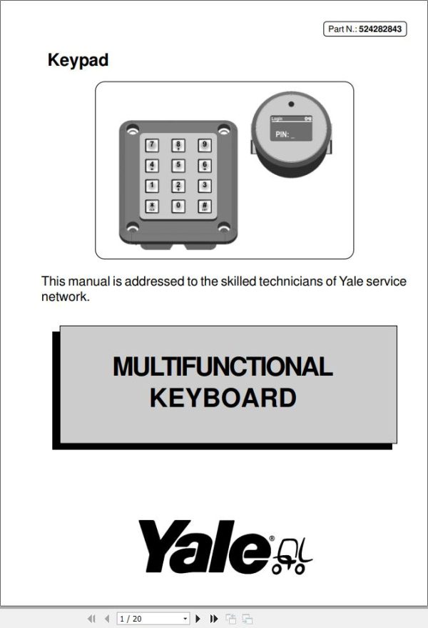 Yale Forklift B892 (MP20XD) Service Manual