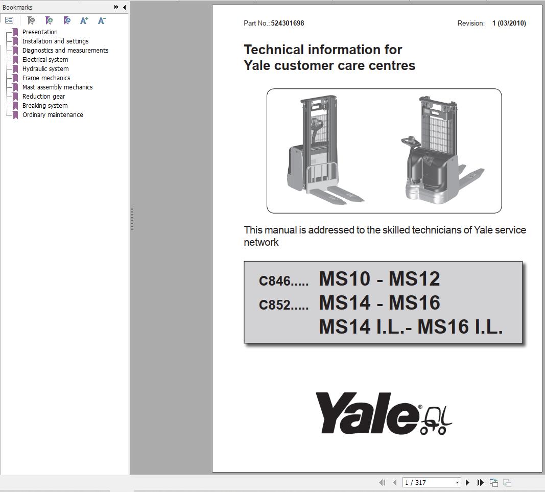Yale Forklift C846 (MS10 AC, MS12 AC) Service Manual