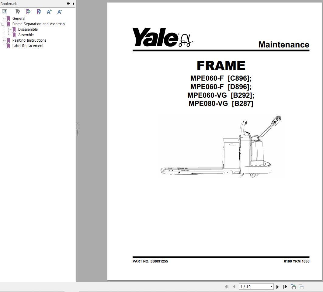 Yale Forklift C896 (MPE060-F) Service Manual