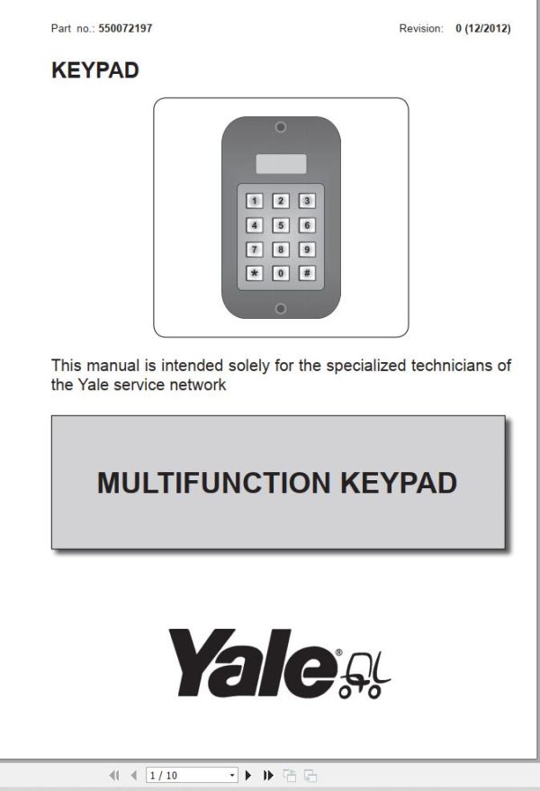Yale Forklift D843 (MP20X FBW) Service Manual