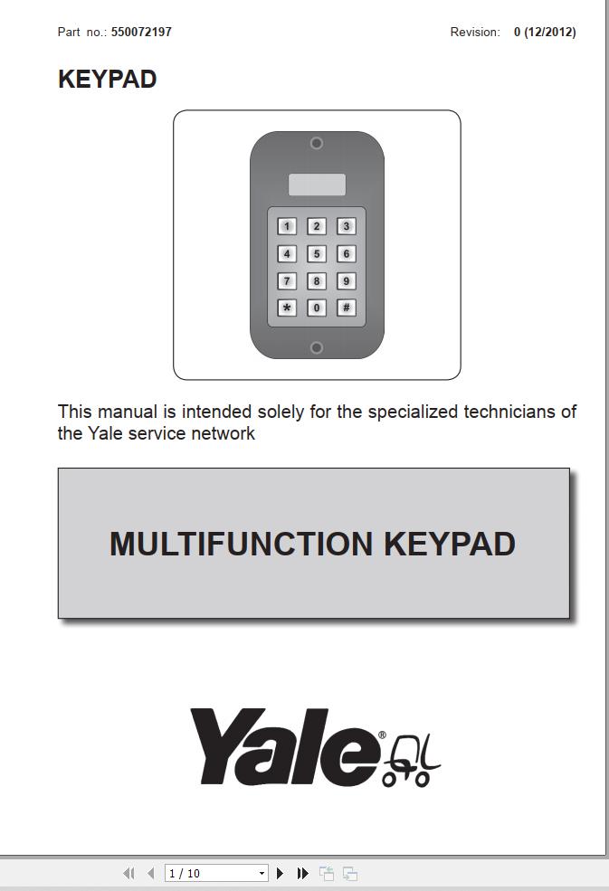 Yale Forklift D843 (MP20X FBW) Service Manual