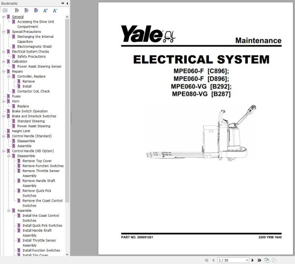 Yale Forklift D896 (MPE060-F) Service Manual