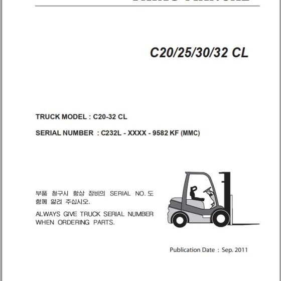 Clark Forklift C15 18 20sL (PSI 4G63 Tier 4) Parts Manual