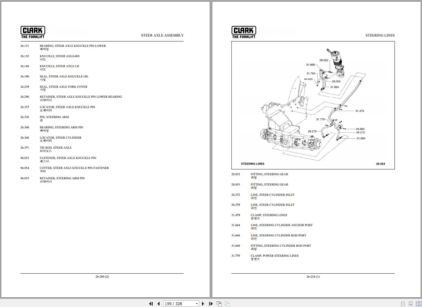 Clark Forklift C20 25 30 32 CL 9582 KF (MMC) Parts Manual