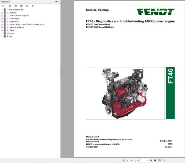 Fendt FT46 - Diagnostics And Troubleshooting AGCO Power Engine Service Training 726793 EN