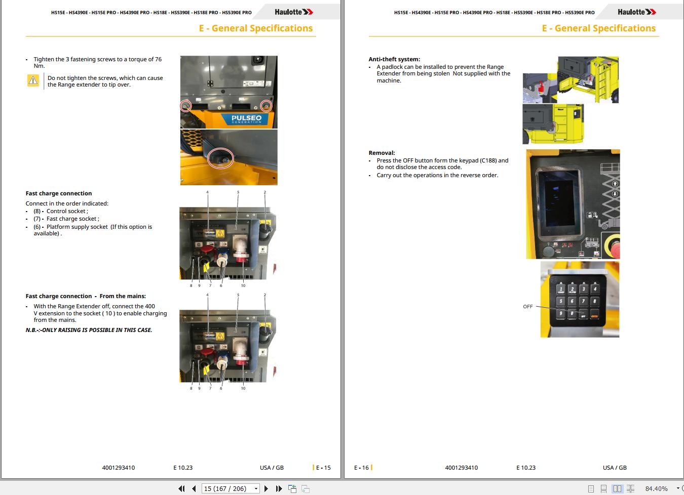 Haulotte Electric Scissor Lifts HS15E to HS5390E PRO Operator's Manual ...