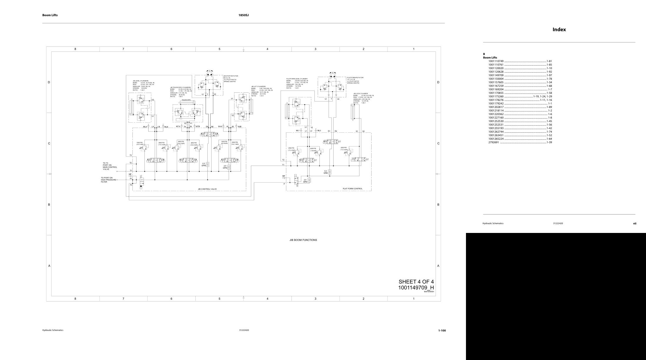JLG Boom Lifts 1100SJ to H800AJ Hydraulic Schematic 31222420 2023 PVC 2307