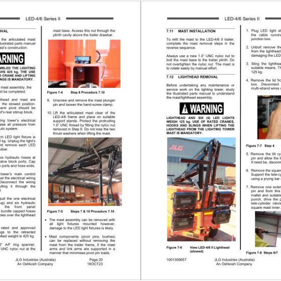 JLG Light Towers AN Series Service Maintenance Manual 1001309960 2023