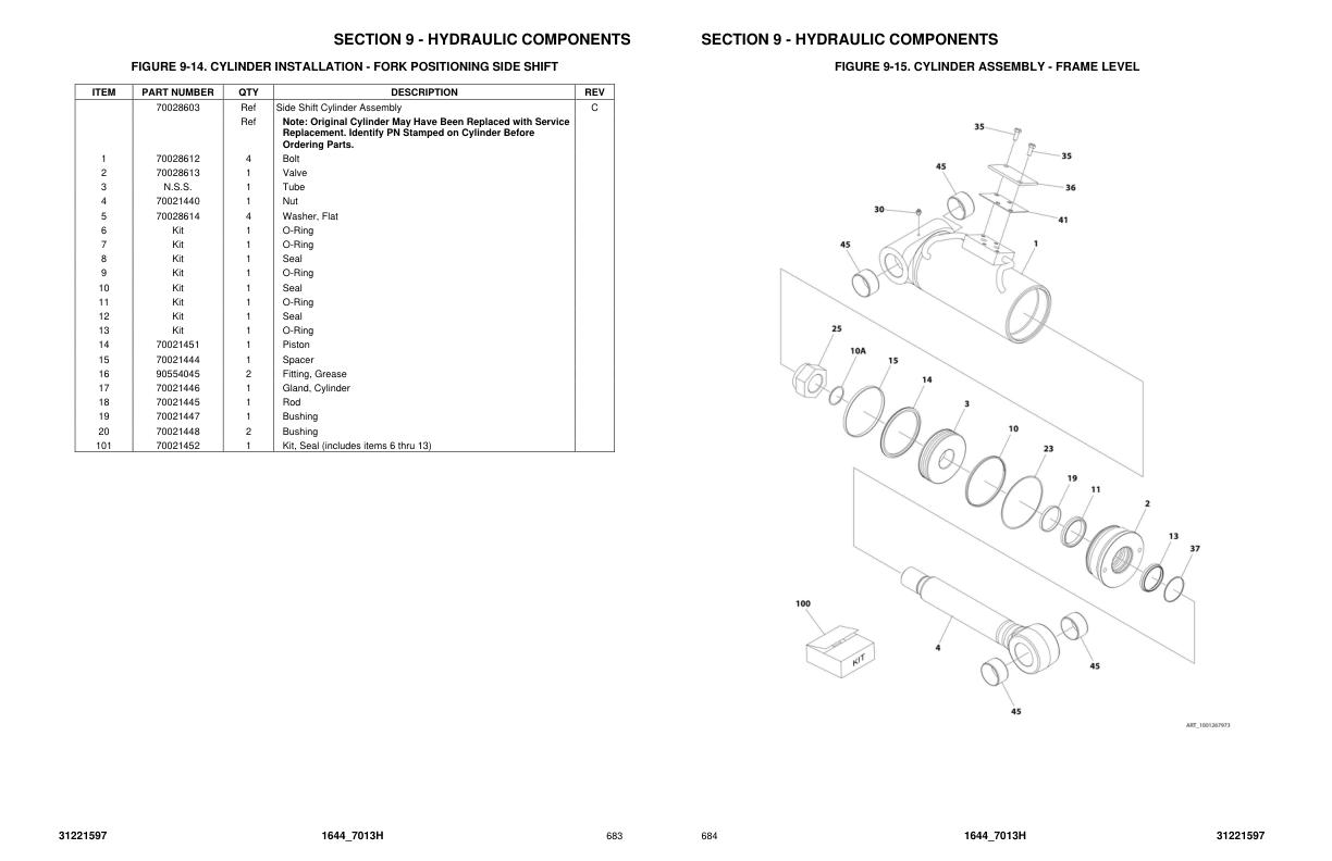 JLG Telehandlers 1644 7013H Parts Manual 31221597 2023 PVC 2305