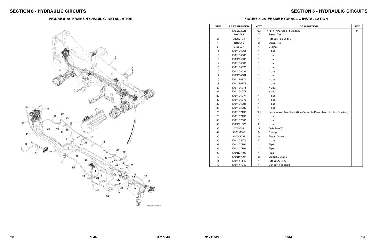 JLG Telehandlers 1644 Parts Manual 31211649 2023 PVC 2105