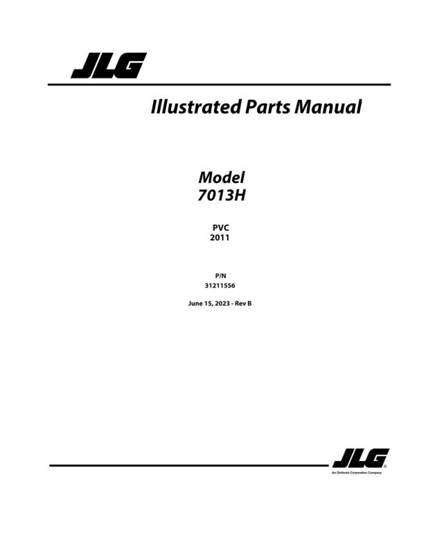JLG Telehandlers 7013H Parts Manual 31211556 2023 PVC 2011