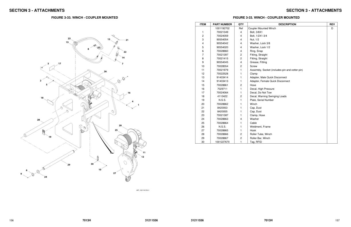 JLG Telehandlers 7013H Parts Manual 31211556 2023 PVC 2011