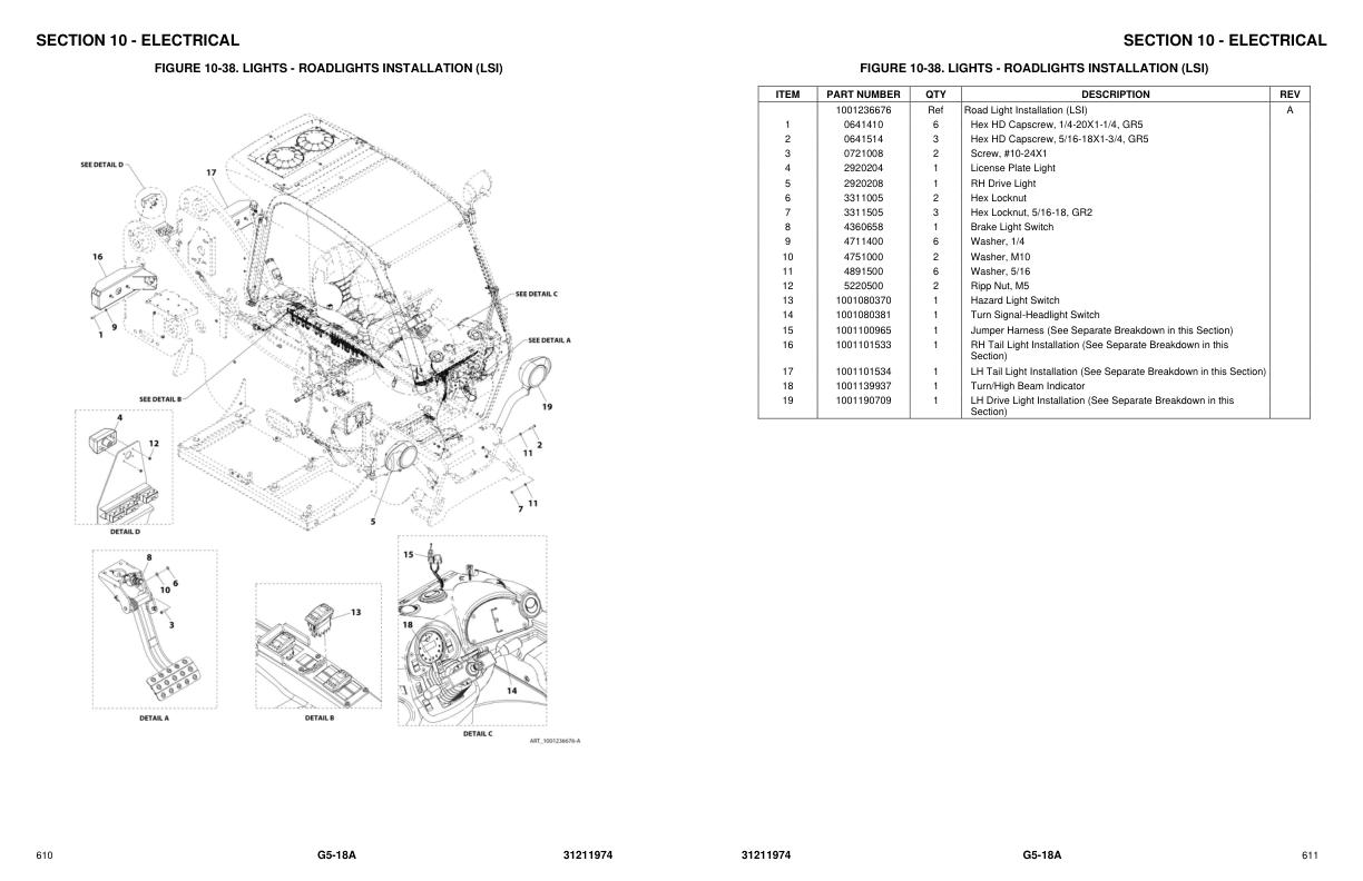 JLG Telehandlers G5-18A Parts Manual 31211974 2023 PVC 2211