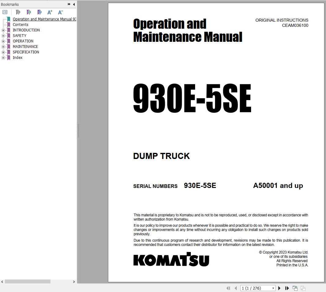 Komatsu Dump Truck 730-8 to 980E-5SE 313 MB PDF Field Assembly Instruction Updated 2024