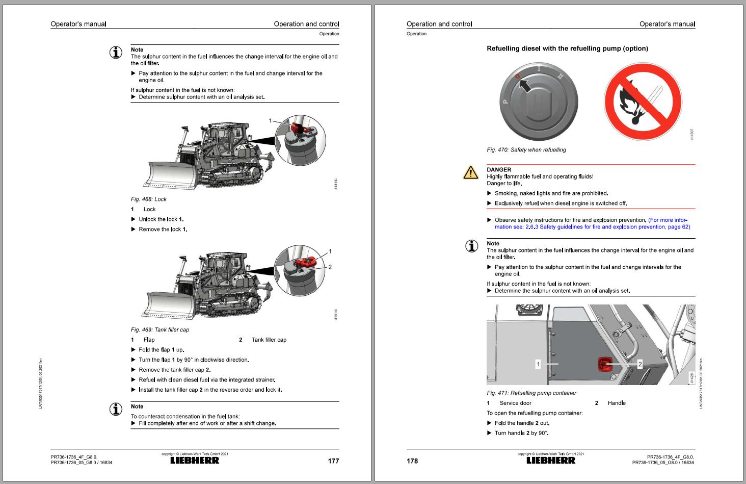 Liebherr Crawler Dozer PR736 Operating Manual 93517517 2021