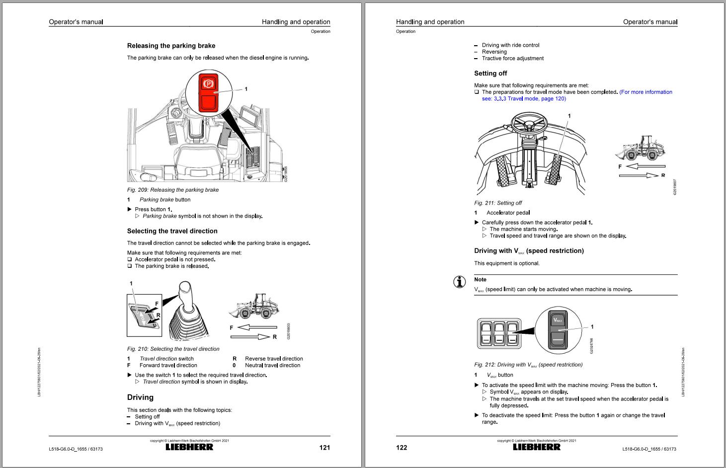 Liebherr Wheel Loader L518 Operator Manual 12275601 2021