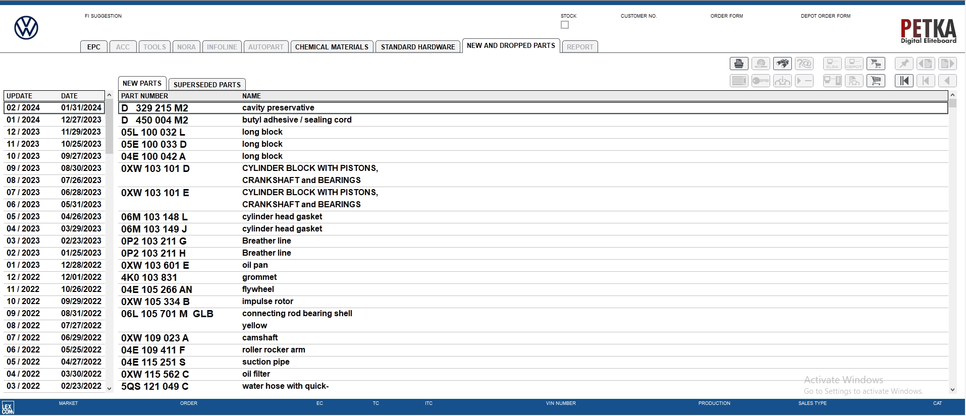 Volkswagen Seat Skoda Porsche Audi PETKA EPC Spare Parts List 8.3 04. ...