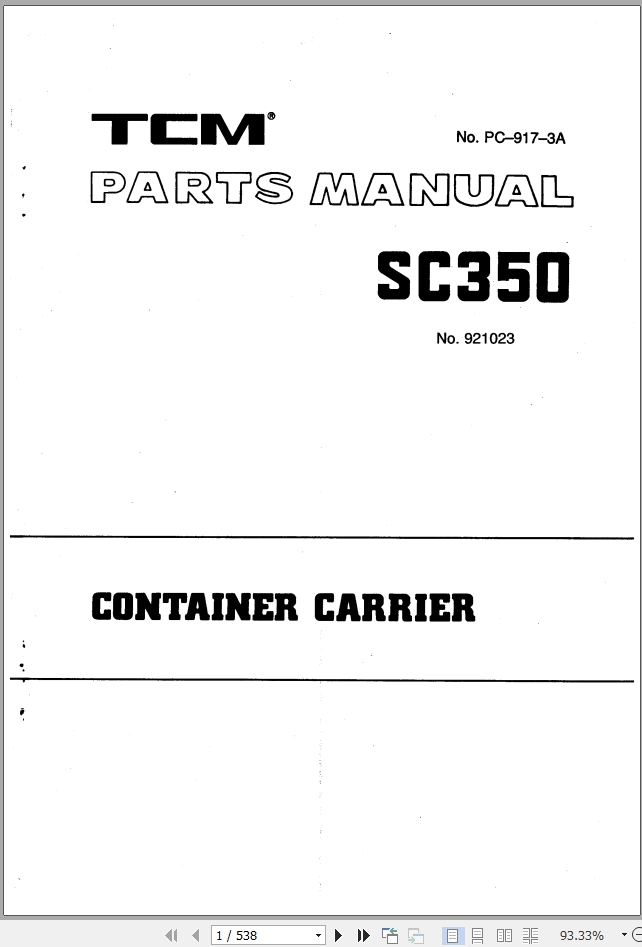 TCM Container Carrier SC350 Parts Manual PC-917-3A
