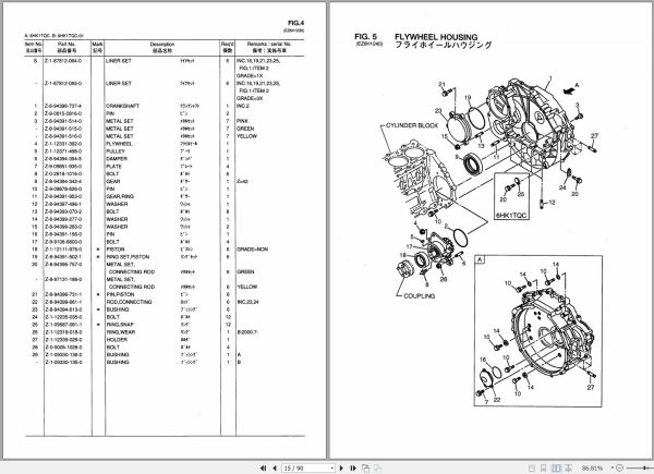 TCM Isuzu Engine 6HK1TQC 6HK1TQC-01 Parts Manual