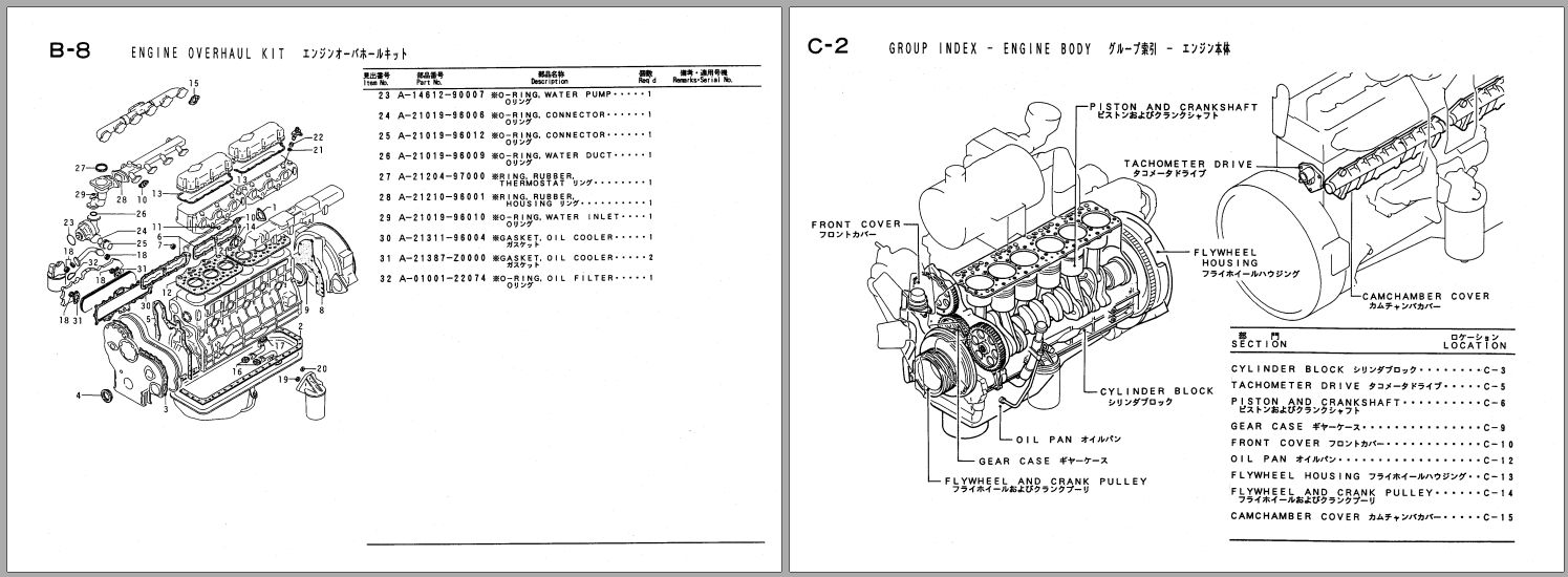 TCM Nissan Engine PF6TAI4 Parts Manual PE-PF6TA14A EN JP