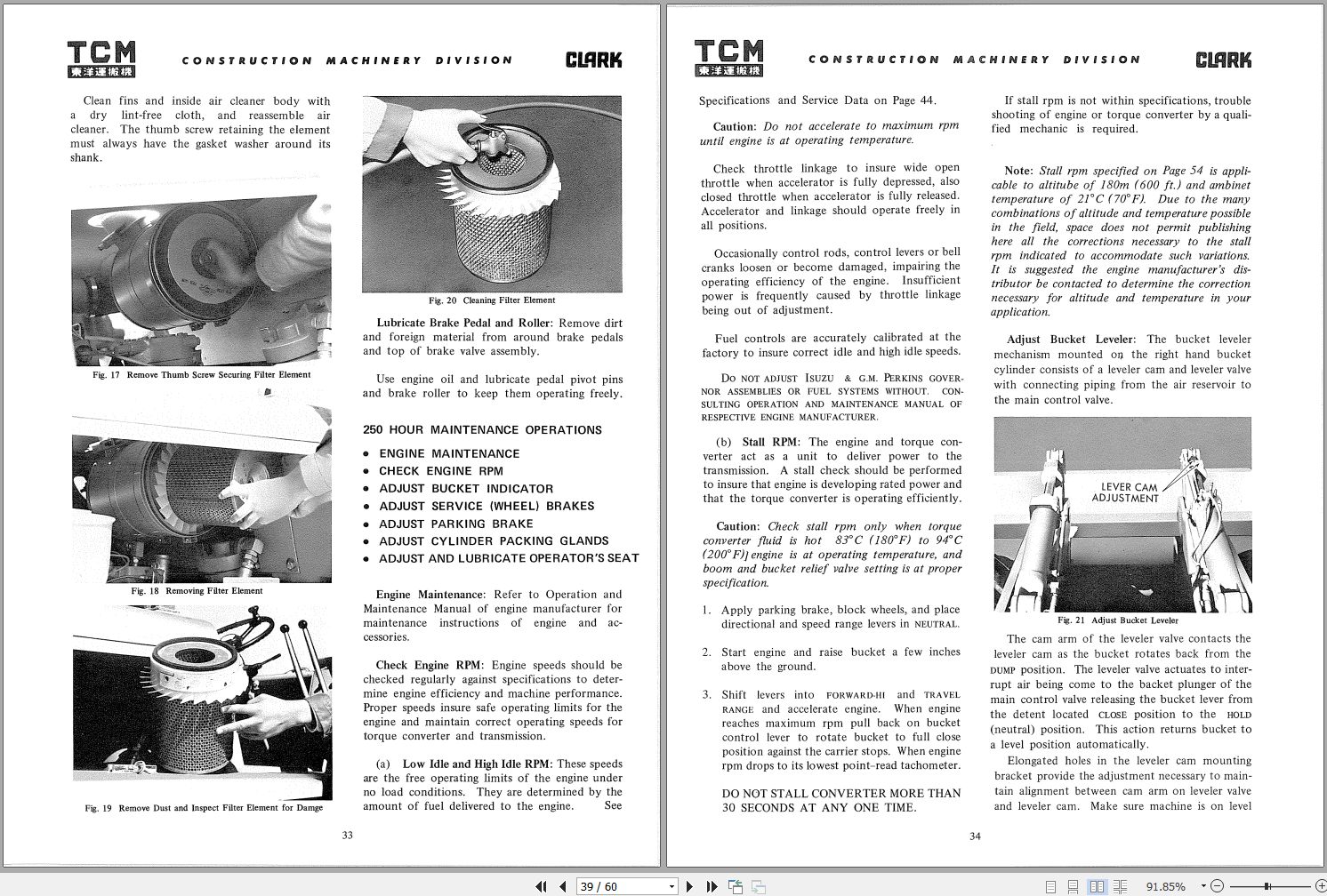 TCM Tractor Shovel 75III Operator's Manual 4073F0E