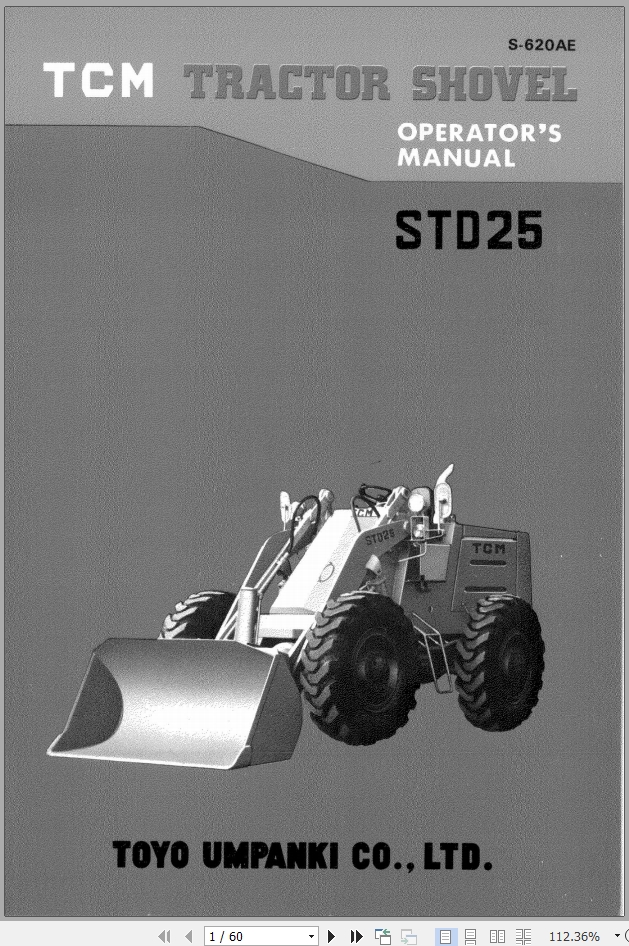 TCM Tractor Shovel STD25 Operator's Manual S-620AE