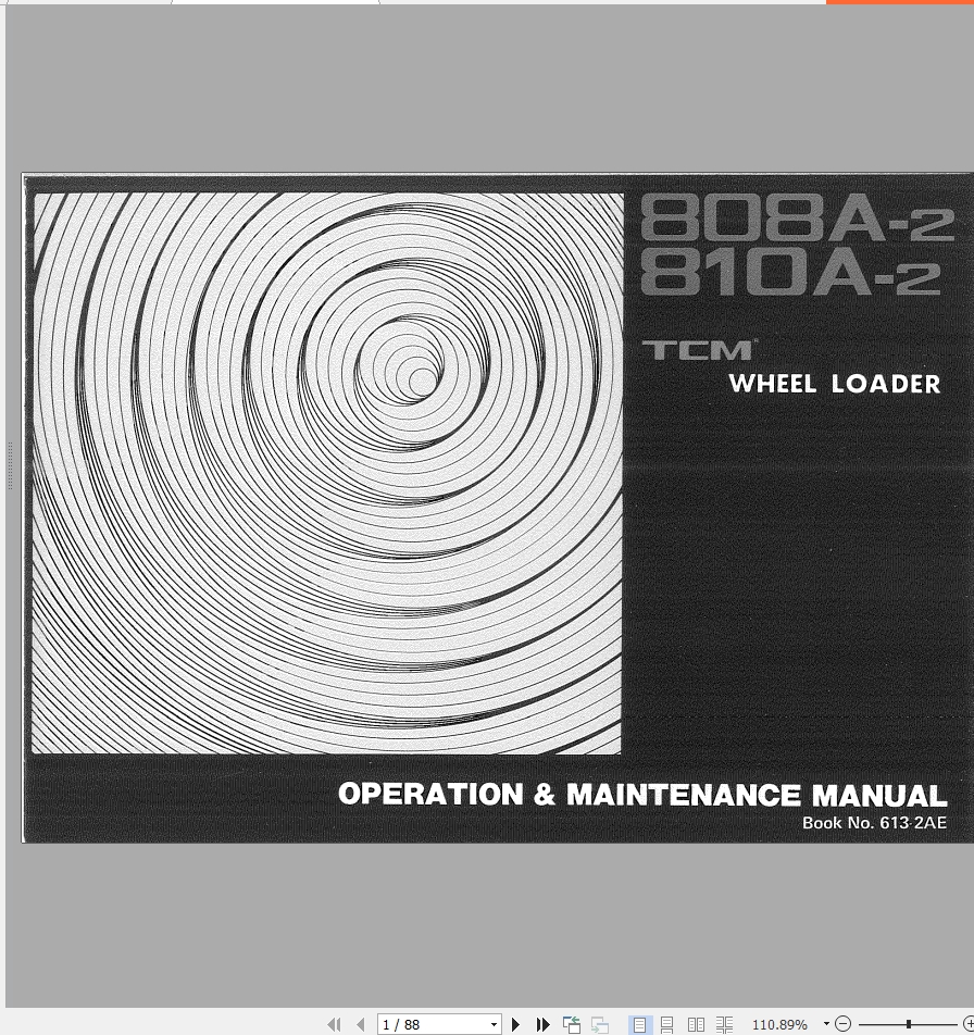 TCM Wheel Loader 808A-2 810A-2 Operation Maintenance Manual 613-2AE