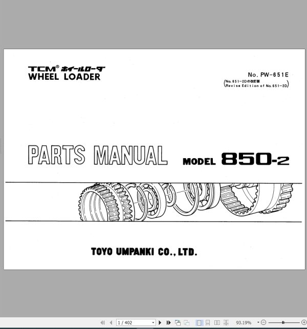TCM Wheel Loader 850-2 Parts Manual EN JP