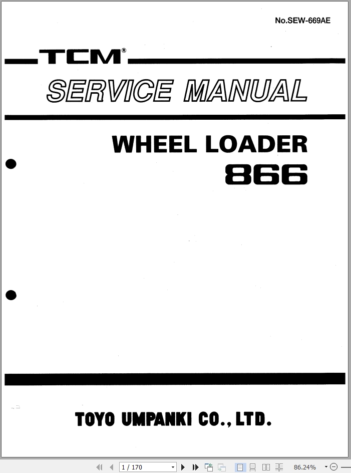 TCM Wheel Loader 866 Service Manual SEW-669AE