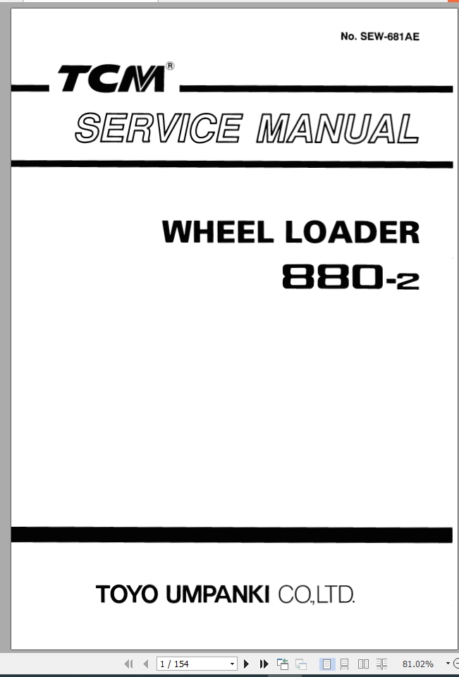 TCM Wheel Loader 880-2 Service Manual SEW-681AE