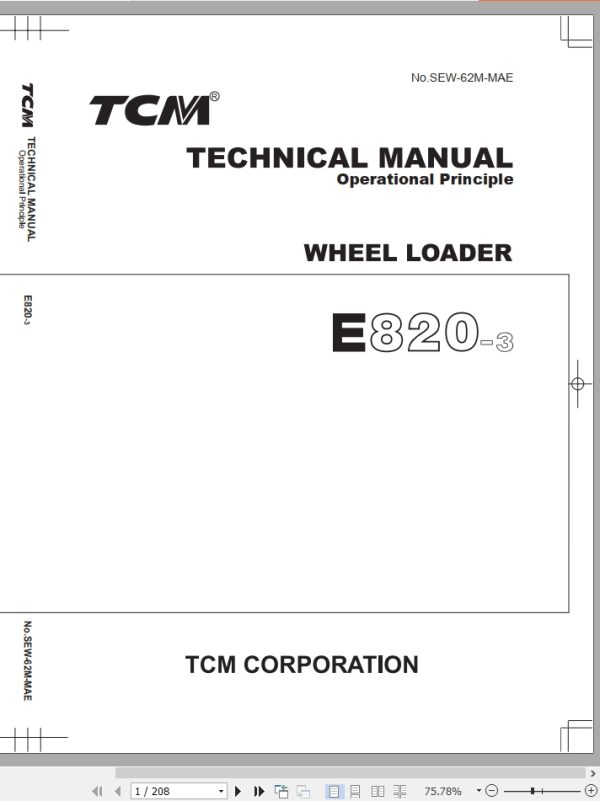 TCM Wheel Loader E820-3 Technical Manual