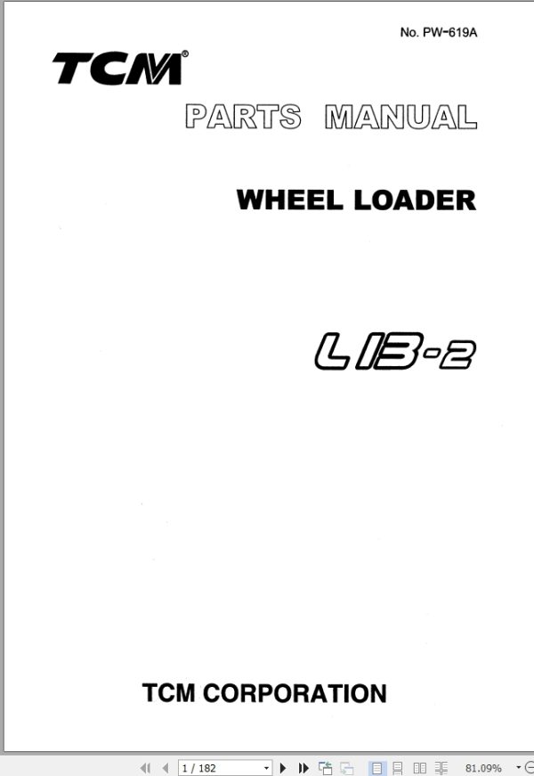 TCM Wheel Loader L13-2 Parts Manual