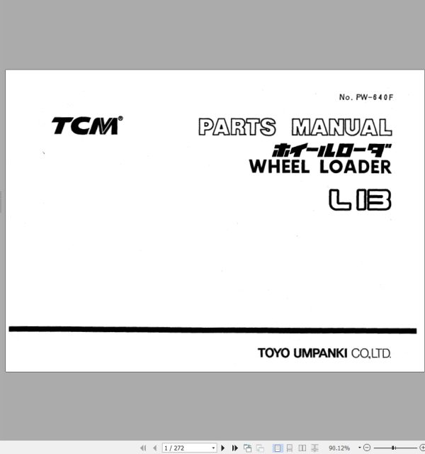 TCM Wheel Loader L13 Parts Manual PW-640F EN JP