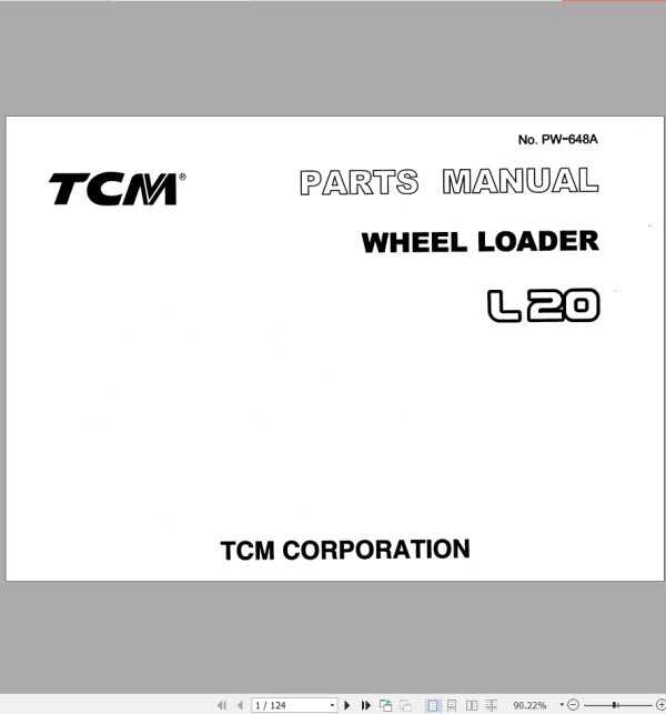 TCM Wheel Loader L20 Parts Manual PW-648A